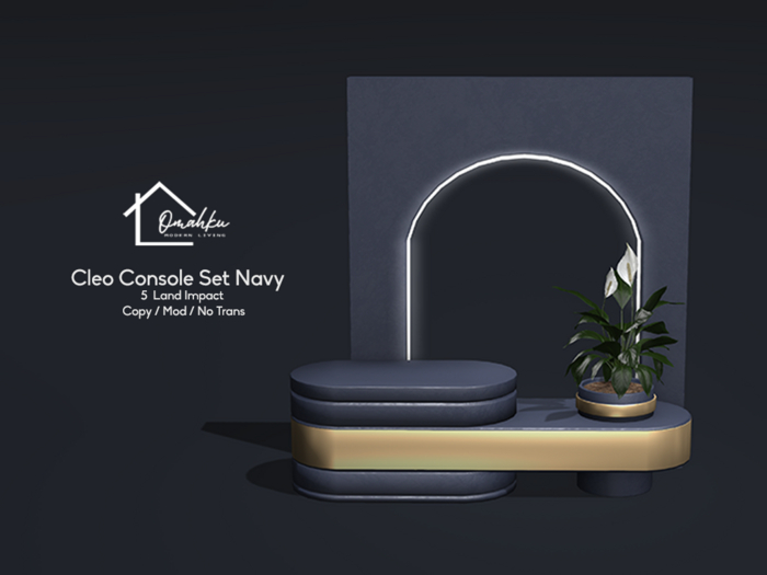 Second Life Marketplace - OMAHKU - Cleo Console Set Navy
